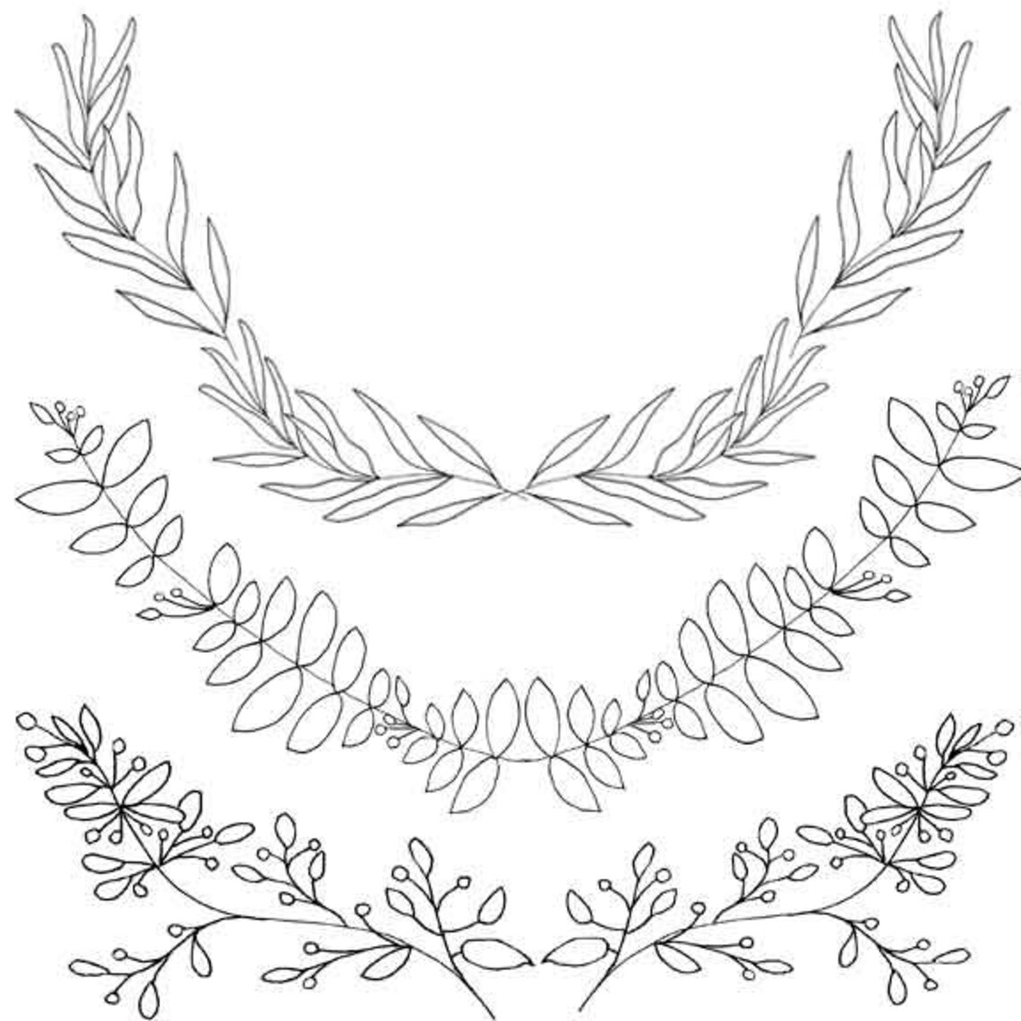 24 Handdrawn Laurel Wreath Frames Doodles Instant Download - Etsy