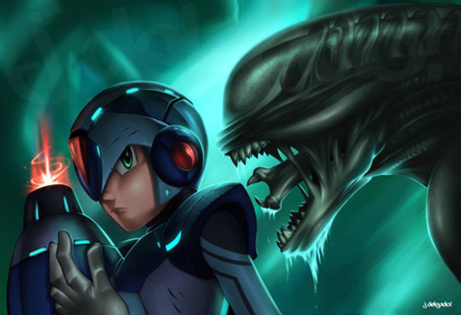 Mega Man VS Alien - Etsy