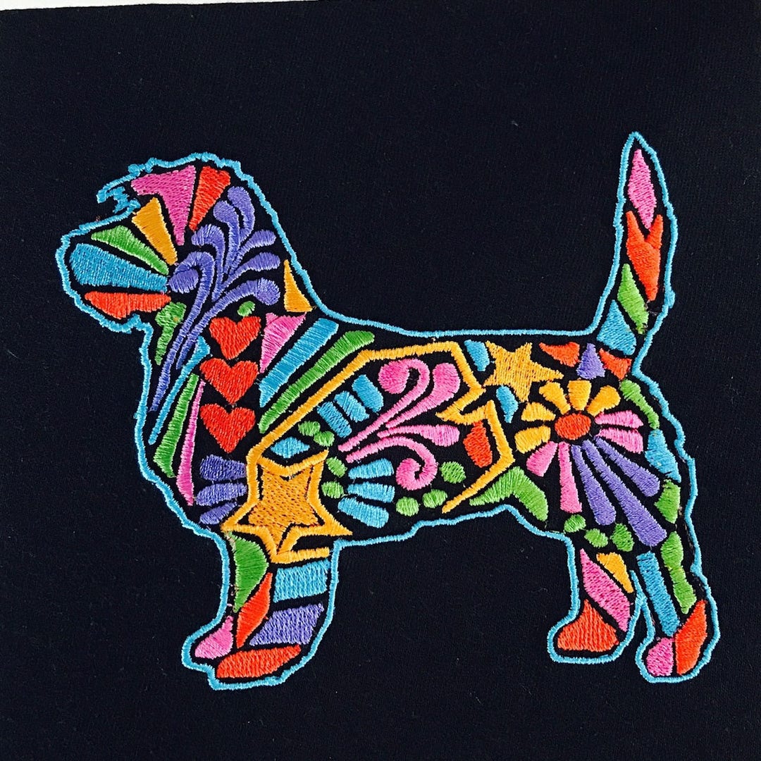 Embroidered Art Deco PBGV Design T Shirt - Etsy
