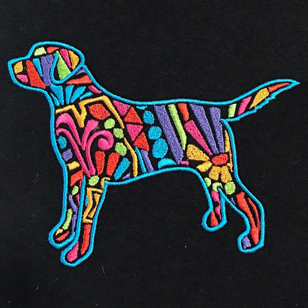 Embroidered Art Deco Labrador Retriever Design on Ladies T Shirt - Etsy