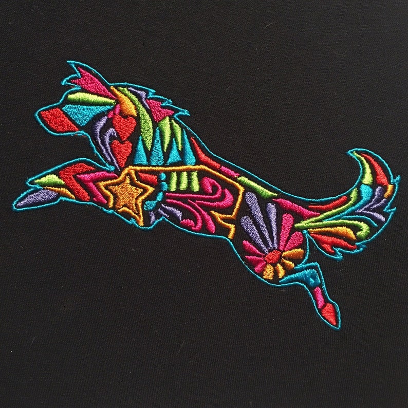 Embroidered Art Deco Agility Border Collie Design on Back of Vest/ Art ...