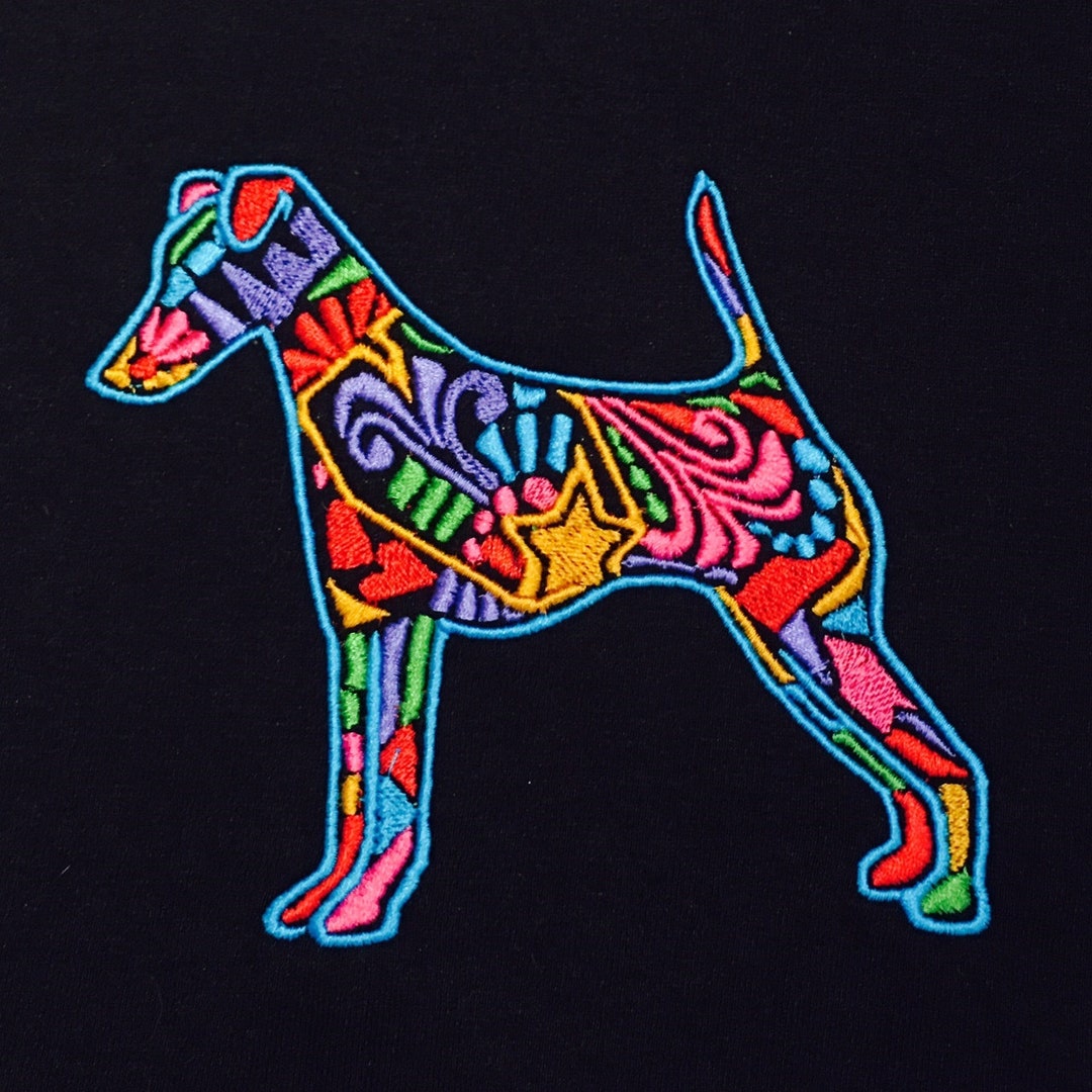 Art Deco Fox Terrier Embroidered on Ladies Long Sleeve T Shirt - Etsy