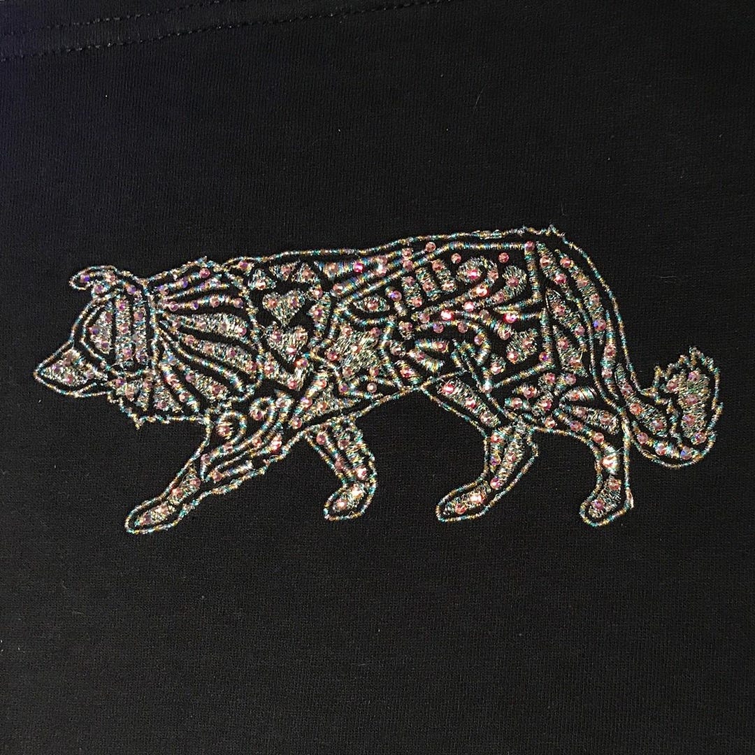 Embroider Art Deco Crouching Border Collie on XS Black Core Vest - Etsy