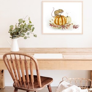 Mouse and Pumpkin Print Halloween Print Mouse Painting Autumn Print ...