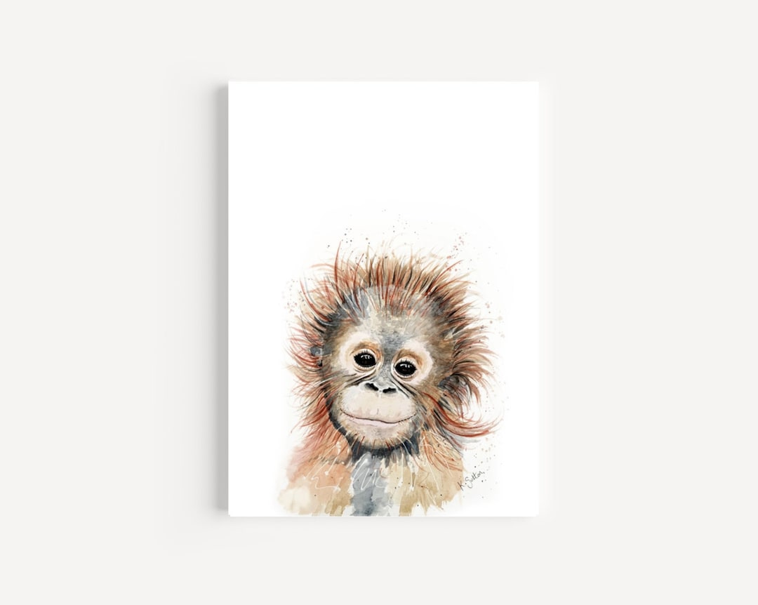 Baby Orangutan Print | Baby Monkey Print | Nursery Print | Safari ...