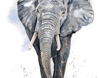 Grey Elephant Print | Etsy