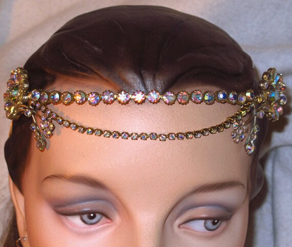 Iridescent Bridal Forehead Band ~ Bridal Headband ~ G… - Gem