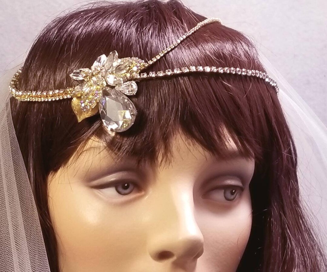 Gold Bridal Forehead Band ~ Vintage Bridal ~ Bridal Headpiece ...