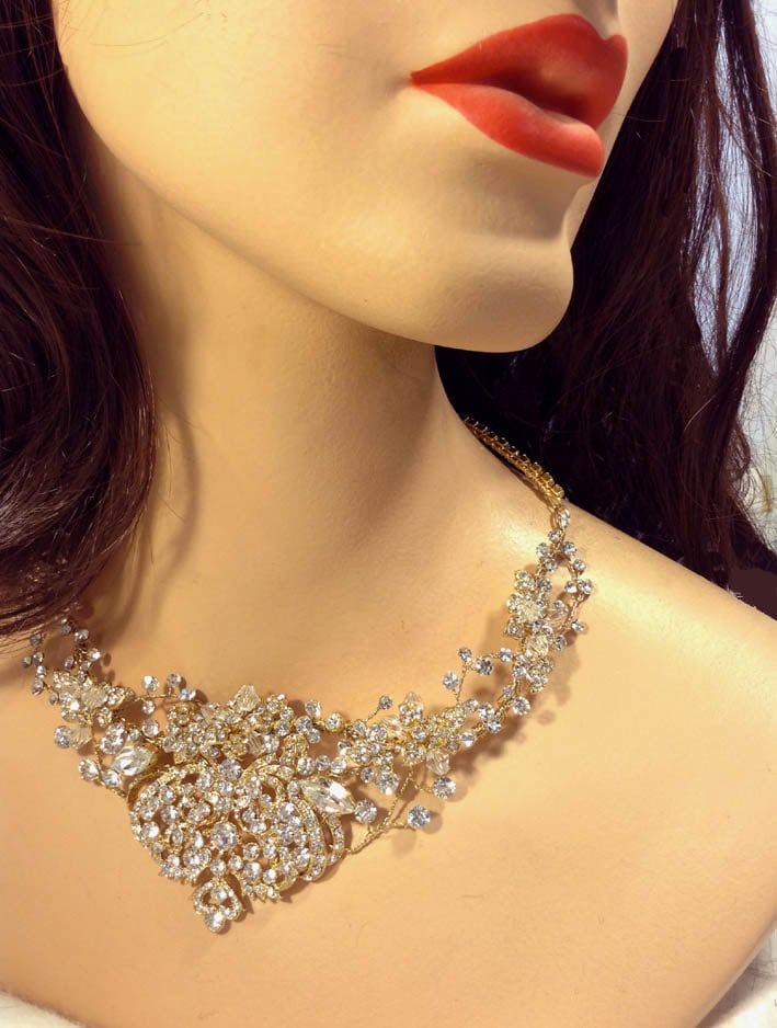 Gold Bridal Forehead Band Bridal Tiara Swarovski Bridal | Etsy