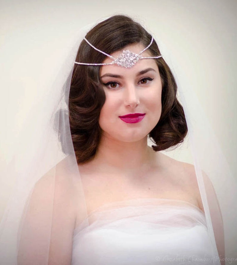 Bridal Forehead Band ~ Bridal Headband ~ Gatsby Wedding ~ Rhinestone ...
