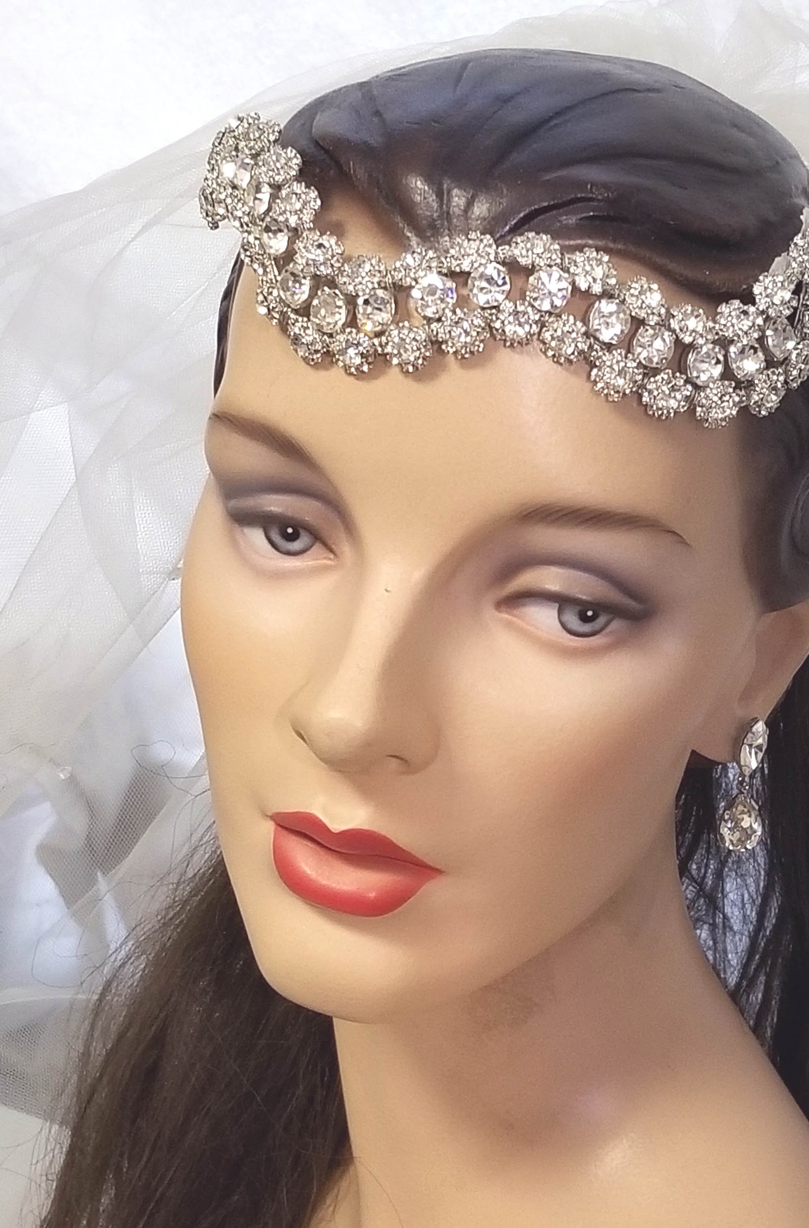 Bridal Forehead Band Bridal Headband Gatsby Rhinestone - Etsy
