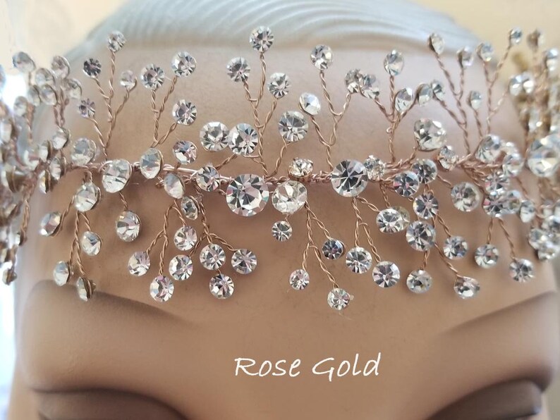 Bridal Vine Bridal Forehead Band Bun Wrap Swarovski Etsy