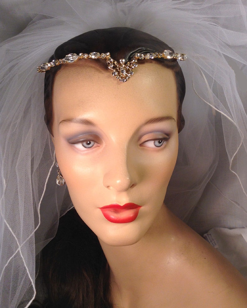 Gold Plated Bridal Forehead Band Bridal Headband Etsy
