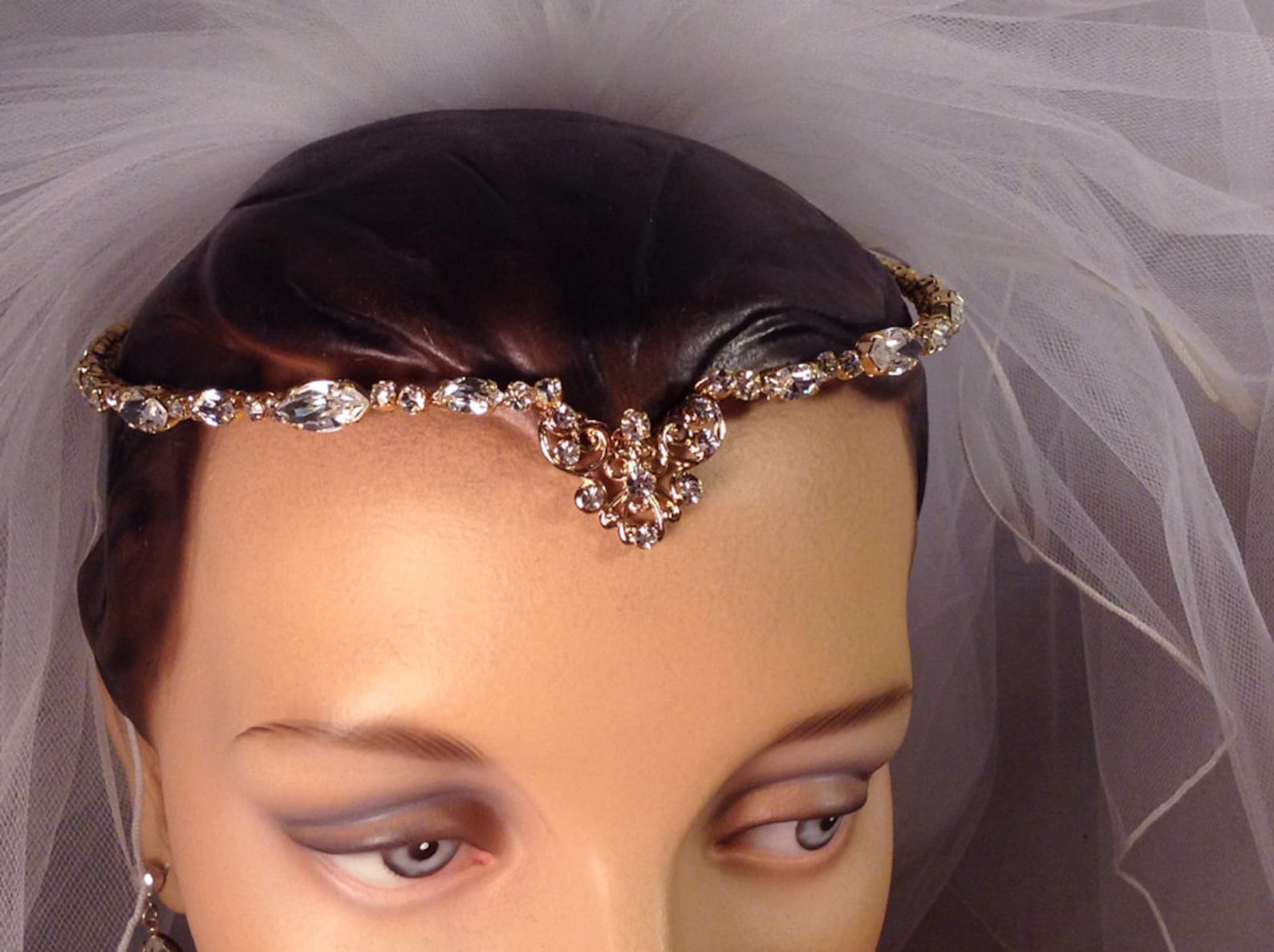 Gold Plated Bridal Forehead Band Bridal Headband - Etsy