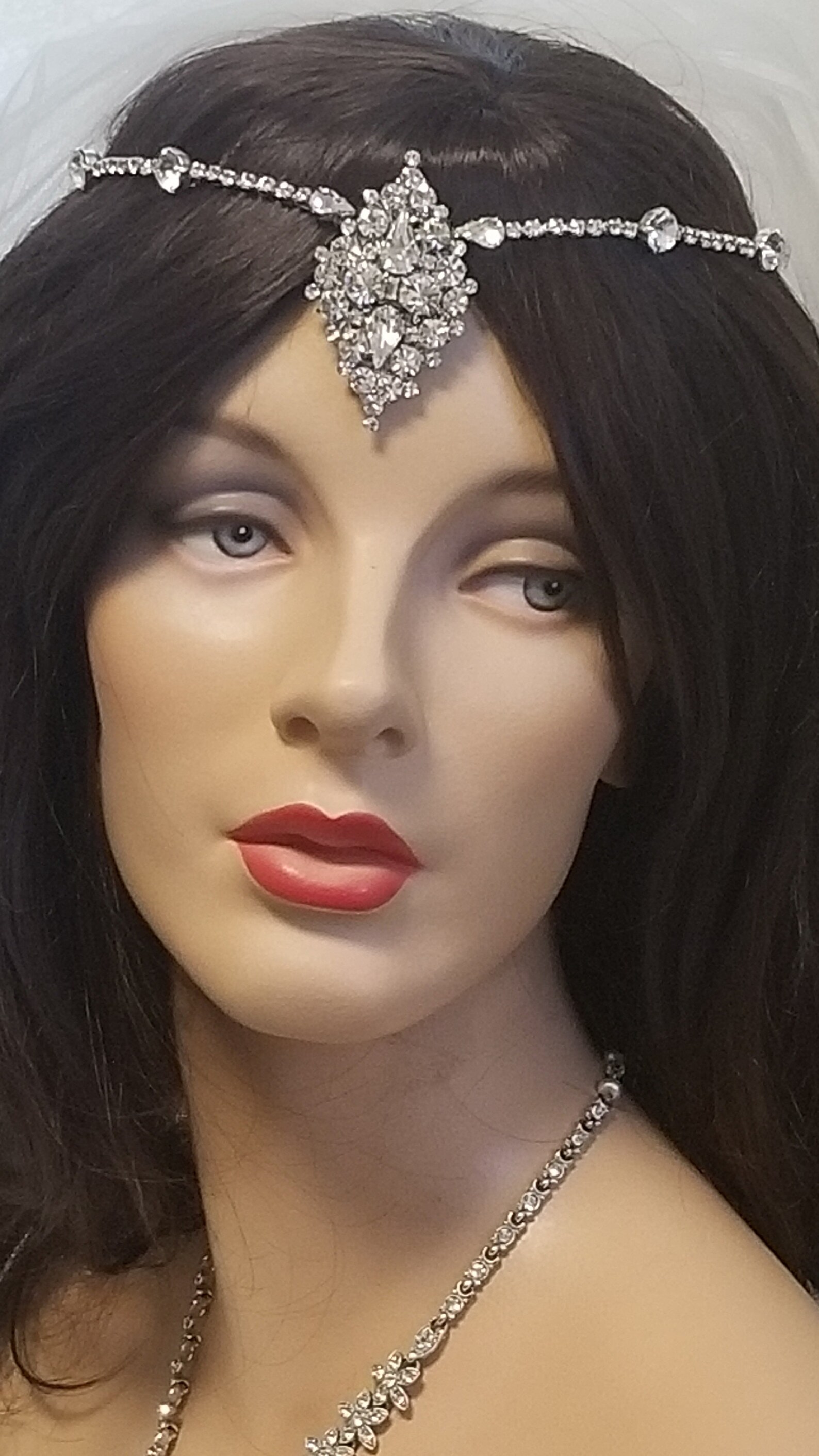 Bridal Forehead Band Bridal Headband Rhinestone Hair - Etsy