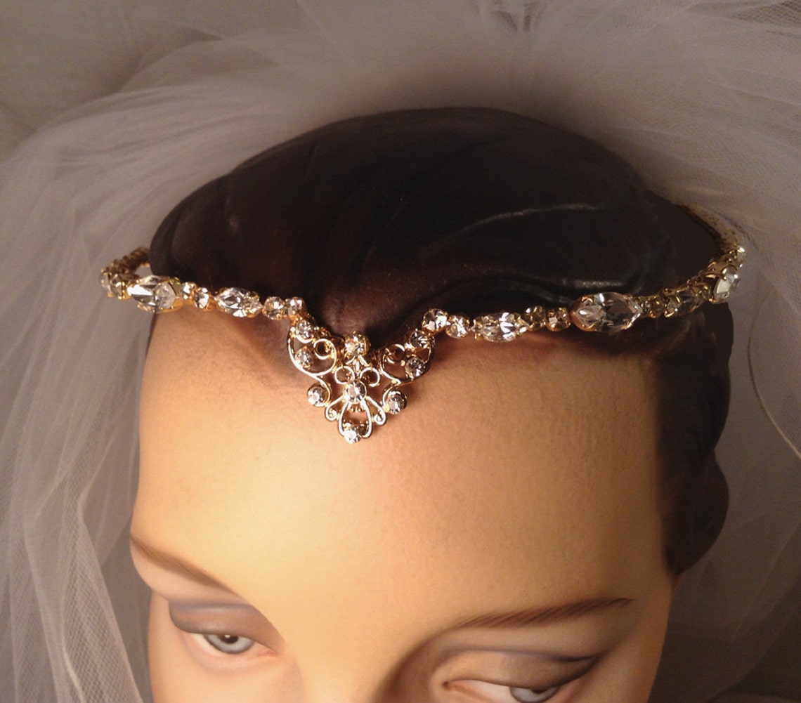 Gold Plated Bridal Forehead Band Bridal Headband - Etsy