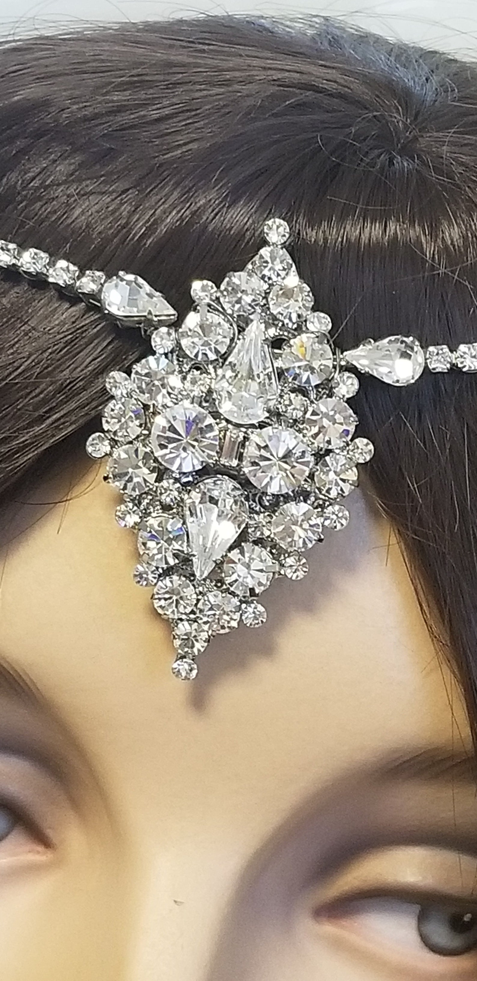 Bridal Forehead Band Bridal Headband Rhinestone Hair - Etsy