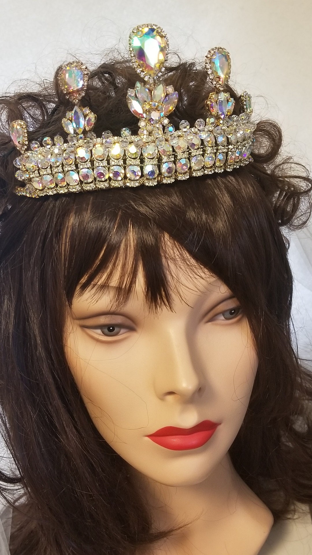 Regal Crystal Wedding Tiara ~ Vintage Assemblage ~ AB Iridescent ...