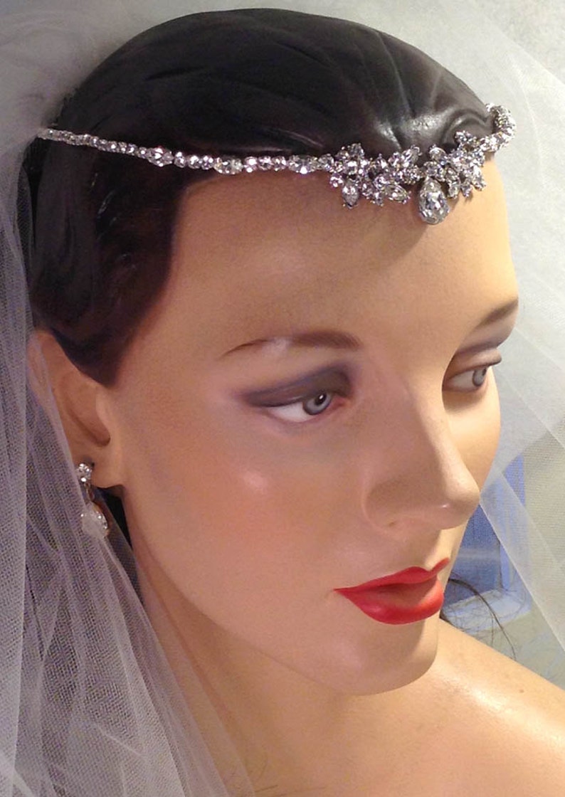 Bridal Forehead Band Bridal Headband Rhinestone Hair - Etsy