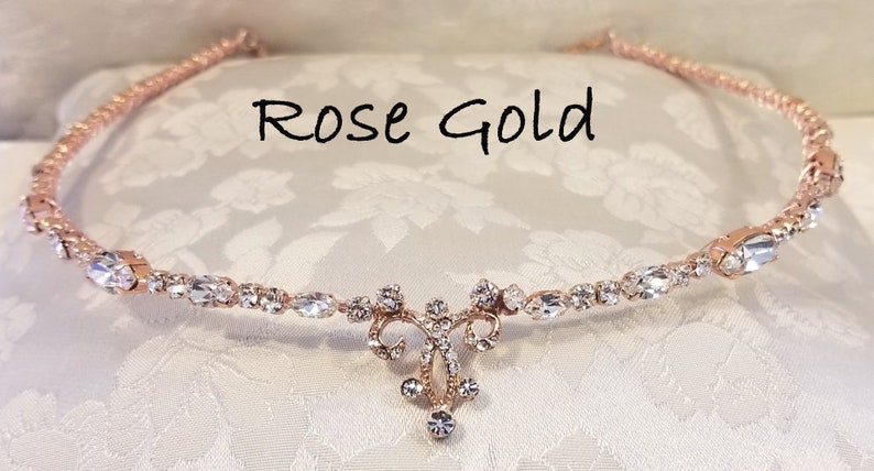 Rose Gold Gold Bridal Forehead Band Bridal Headband - Etsy