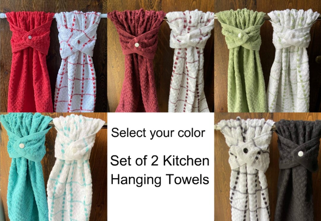 Set of 2 Kitchen Hanging Towels, Easy Snap Hanging Towel - Etsy