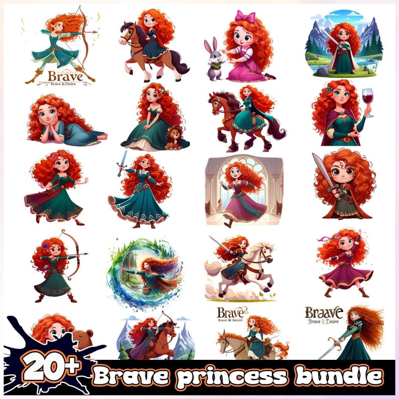 Princess Clipart Png Bundle Sticker Sublimation Nursery Decor Snow ...