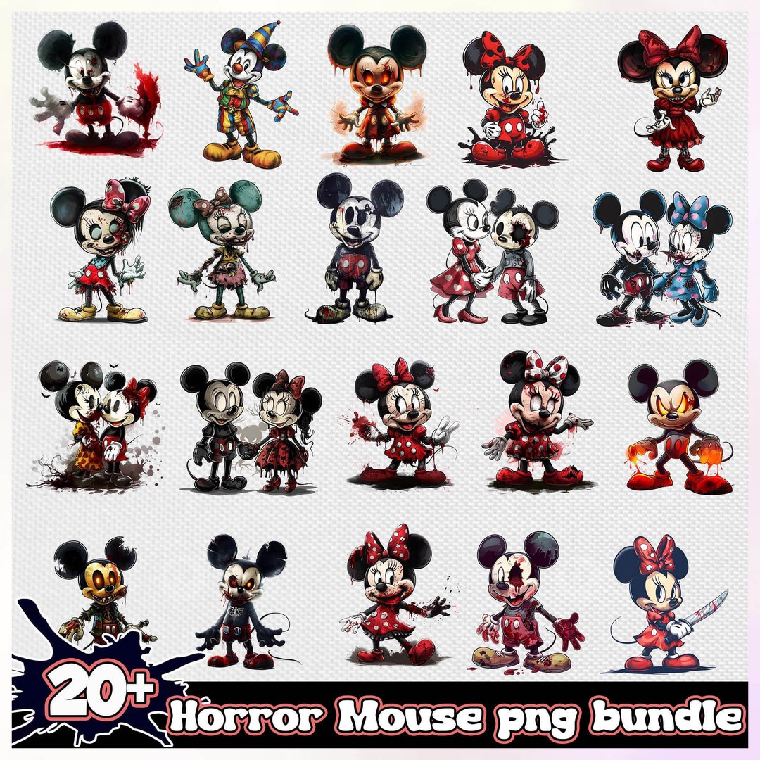 Horror Mouse PNG 20 Bundle, Horror Mikey Mouse Png Bundle, Cartoon Png ...