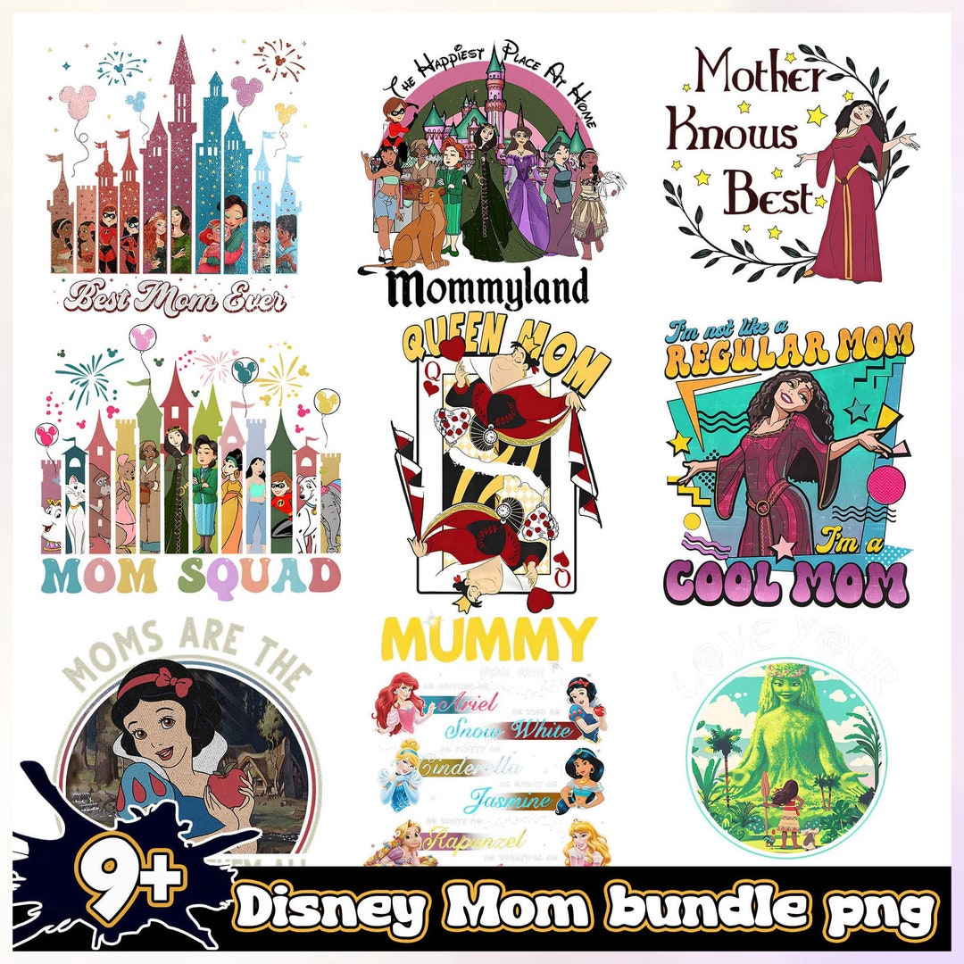 Princess Mom Png Bundle, Mom and Daughter Princess Png Bundle, Cartoon ...