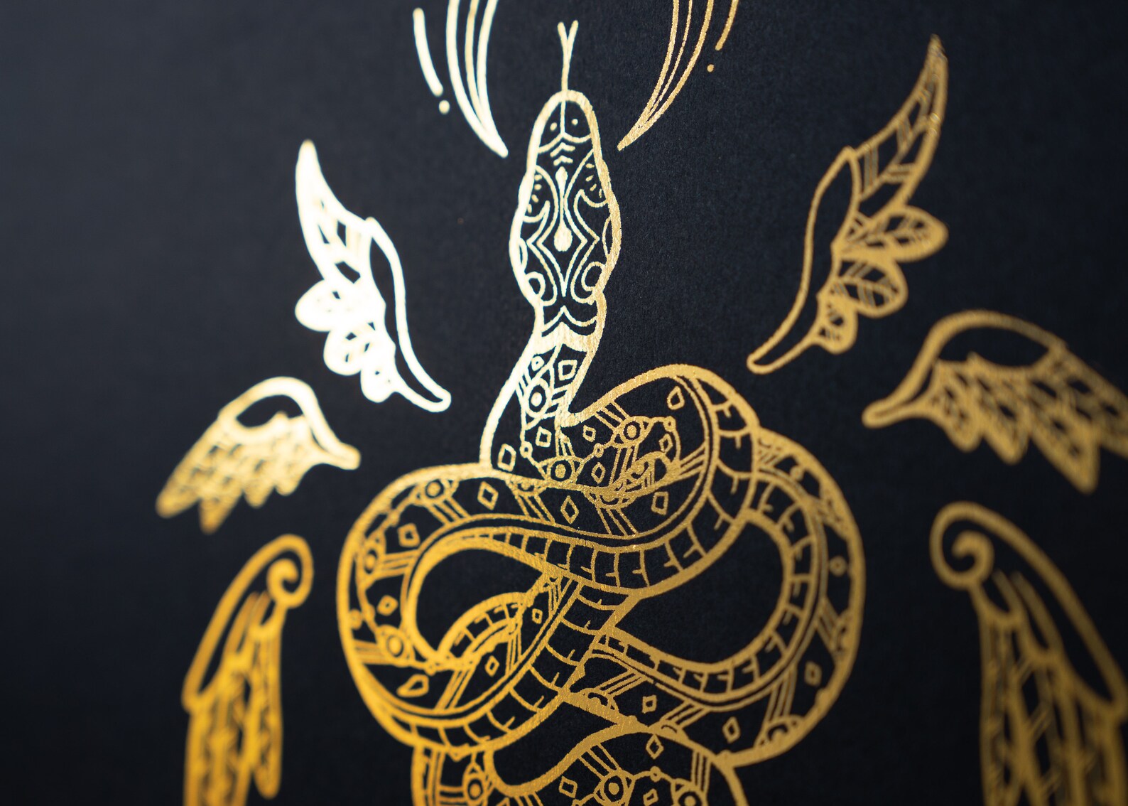 Quetzalcoatl the Six Winged Serpent Illustration Gold Foil - Etsy