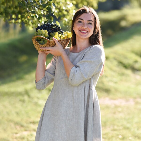 Natural Linen Dress - Etsy