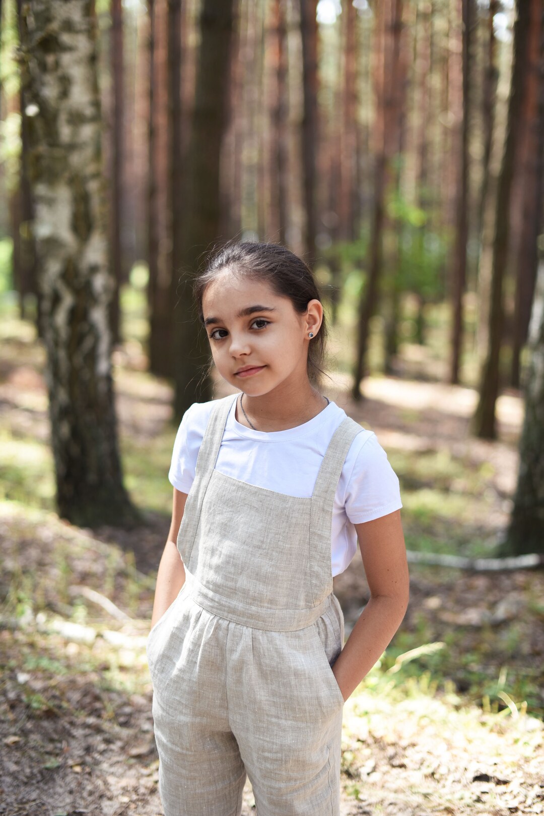 Leinen Overall, Mädchen Pullover, Natürliche Leinen Overall, Latzhose, Overalls Hose, Sommer ...