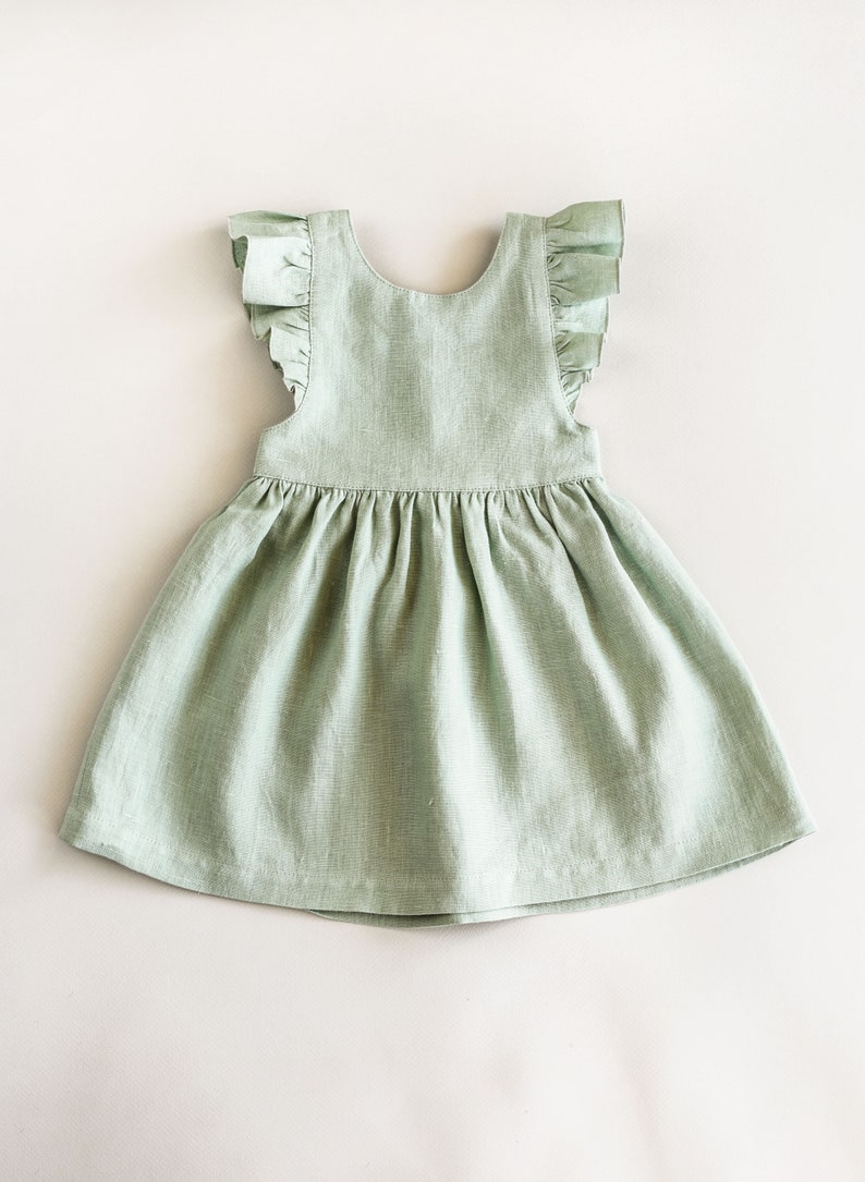 Girls Frilly Dress Linen Baby And Toddler Dress Baby Ruffle - Etsy