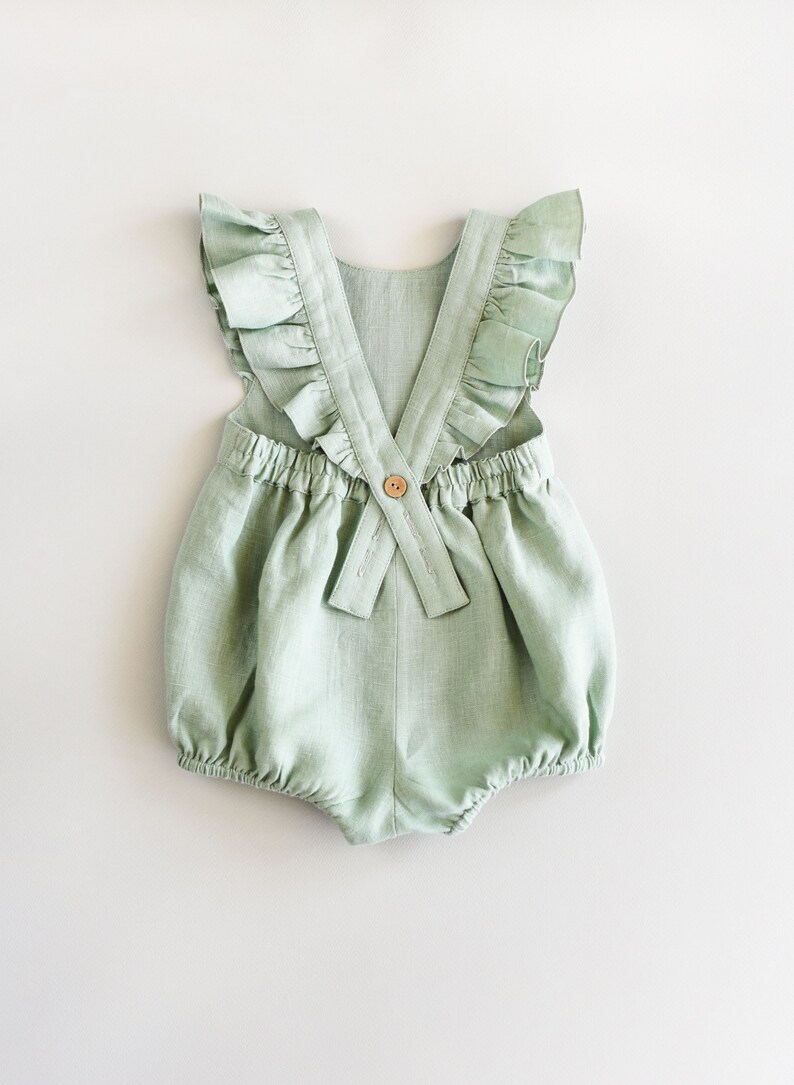 Linen Baby Romper, Ruffler Toddler Romper, Linen Jumpsuit, 1st Birthday ...