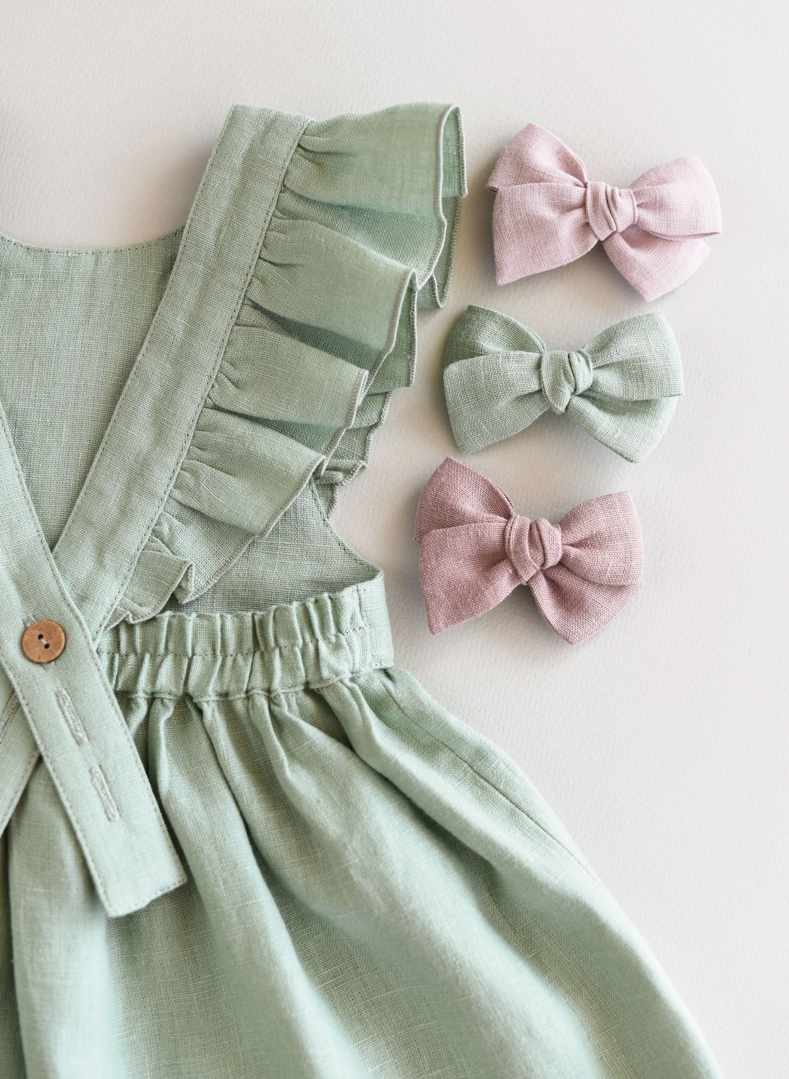 Girls Frilly Dress, Linen Baby and Toddler Dress, Baby Ruffle Dress ...