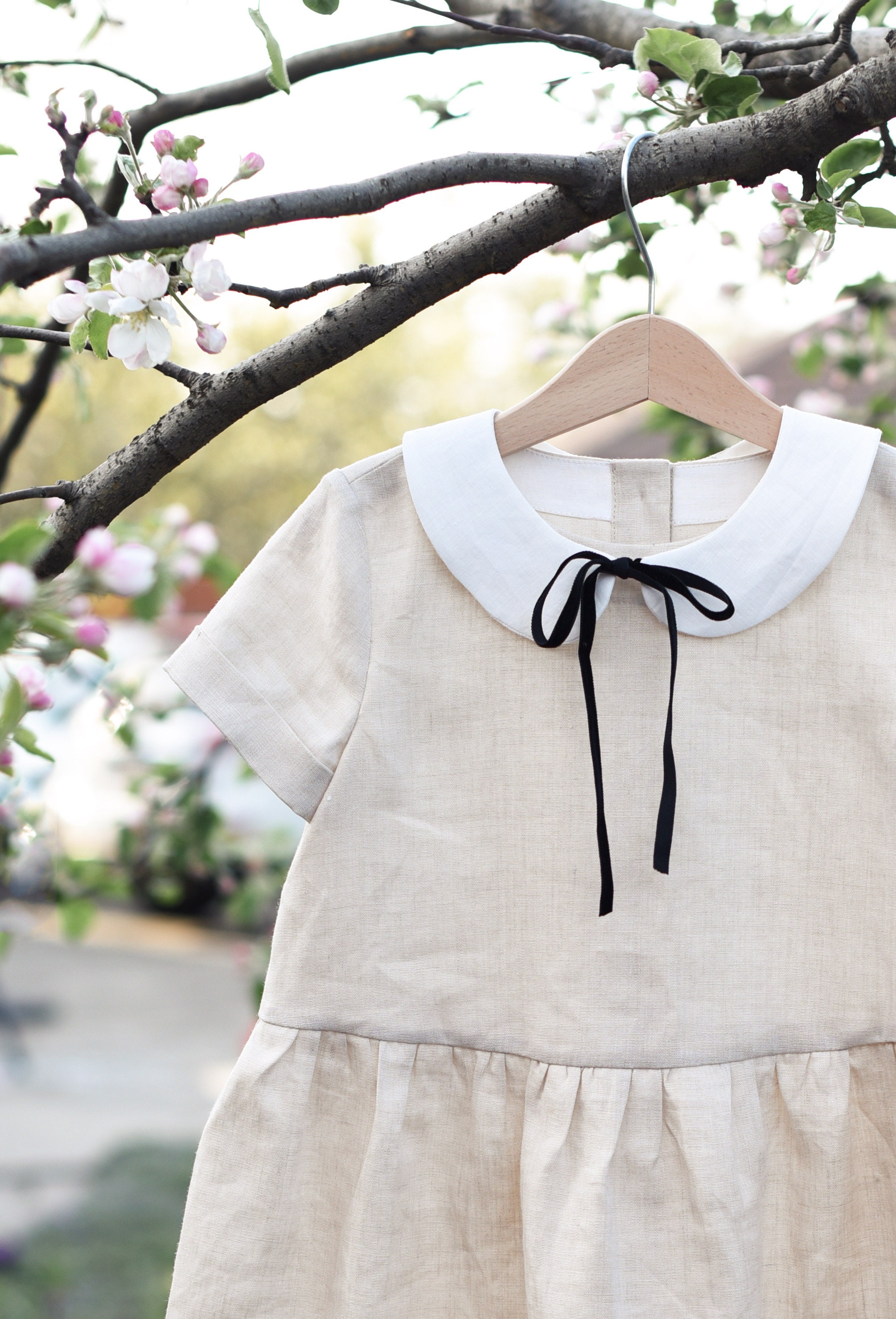 Linen Dress Girls Peter Pan Collar Detachable Collar | Etsy