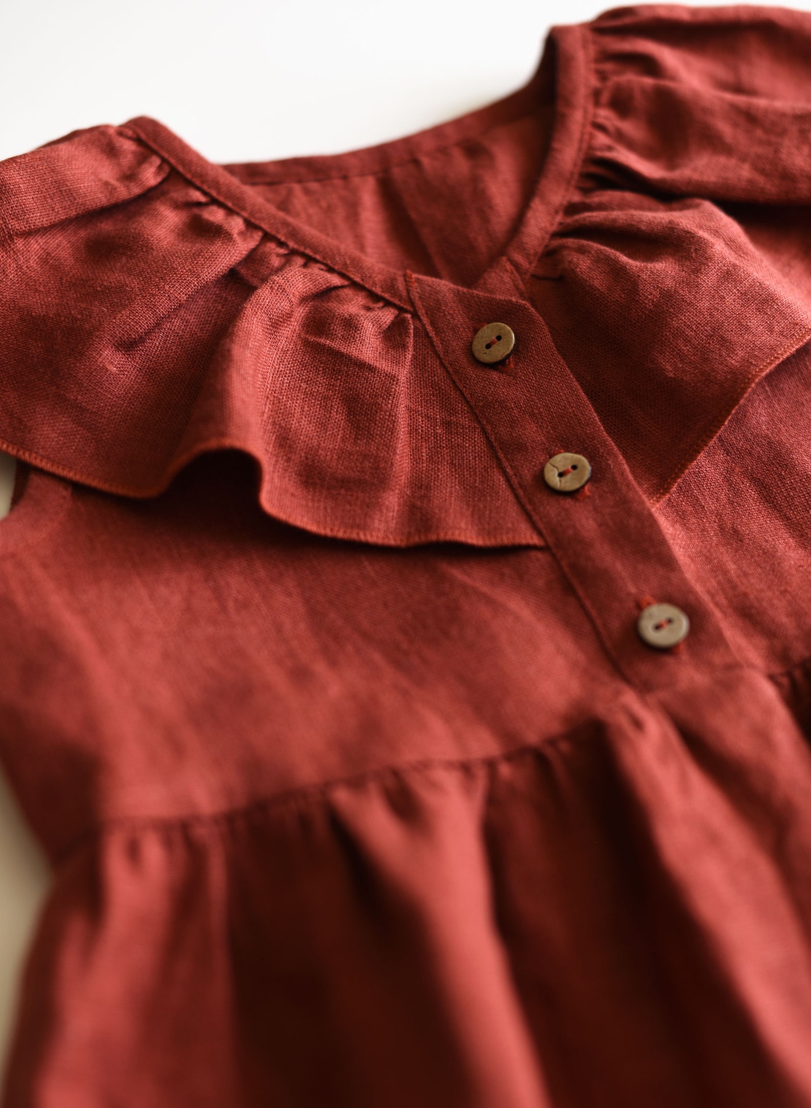 Baby Linen Dress, Fall Baby Dress, Rust Linen Dress, Baby Wedding Dress ...
