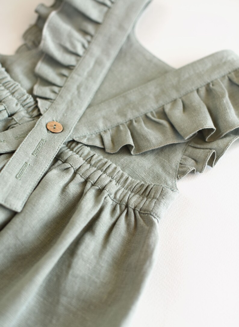 Linen Baby Dress Toddler Ruffle Dress Linen Pinafore 1st - Etsy