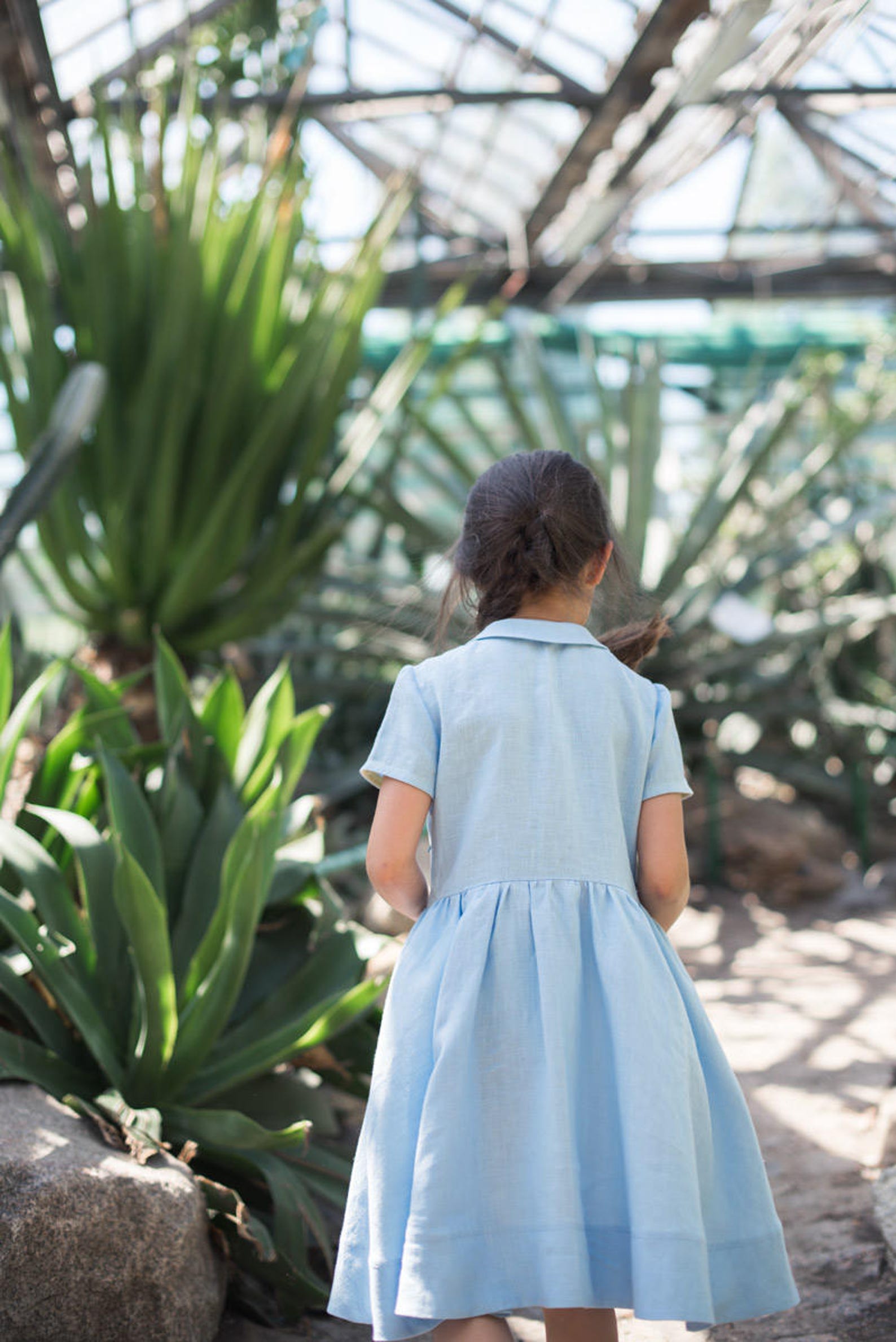 Linen Dress Girls Linen Dress Blue Linen Dress Toddler - Etsy