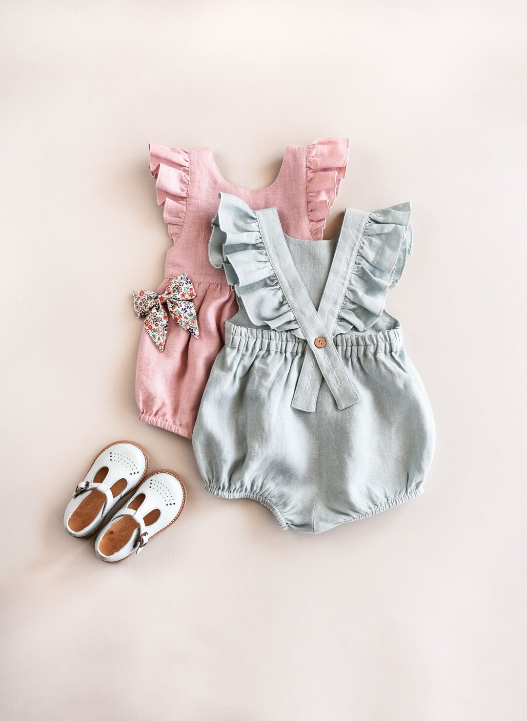 Baby Romper, Ruffle Linen Toddler Romper, Frilly Baby Outfit, Cake ...