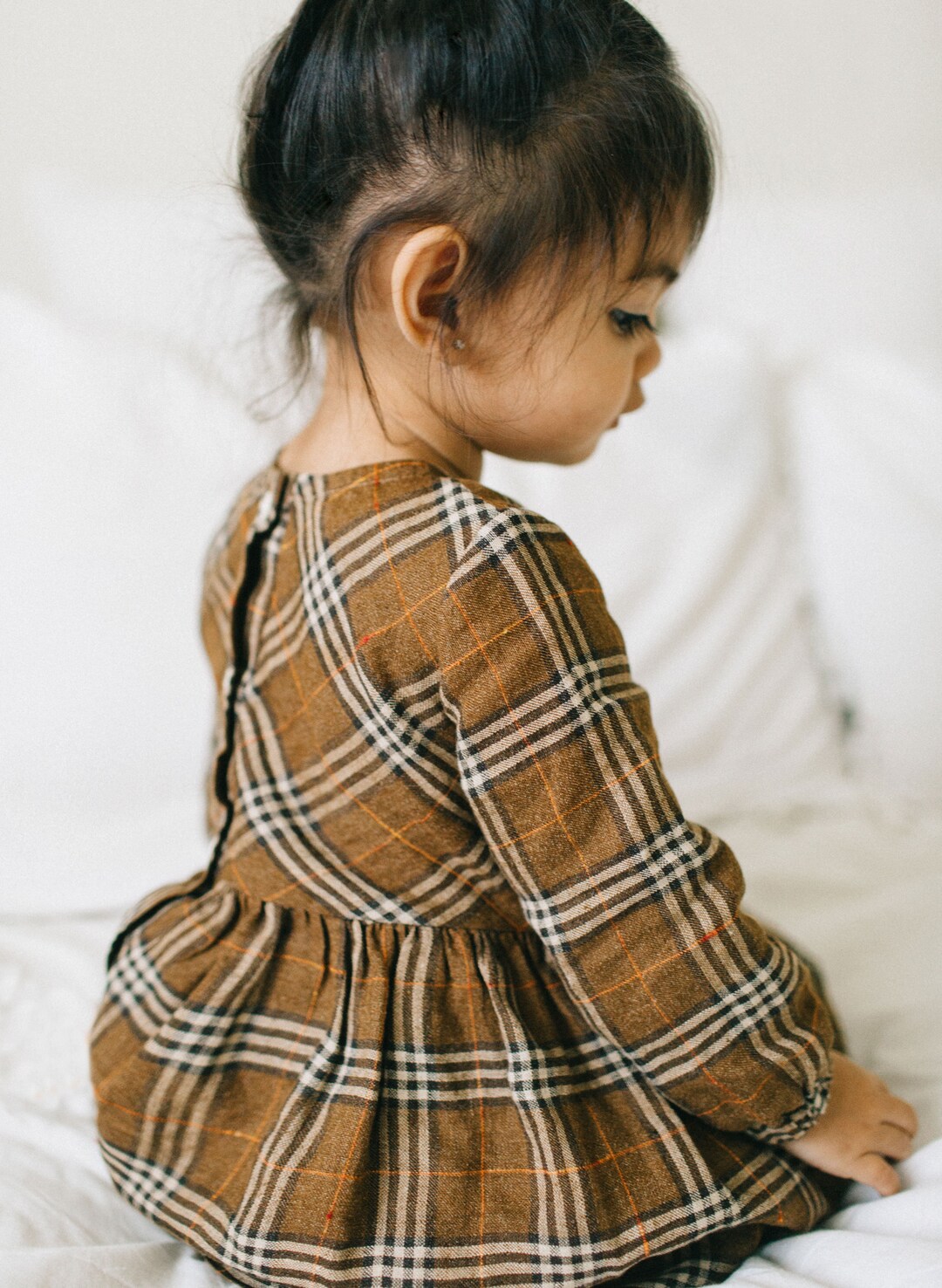 Linen Baby Dress, Plaid Linen Dress, Toddler Dress, Girls Spring Dress ...