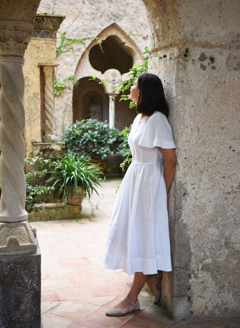 White Linen Dress Rustic Wedding Dress Bridesmaid Dress - Etsy