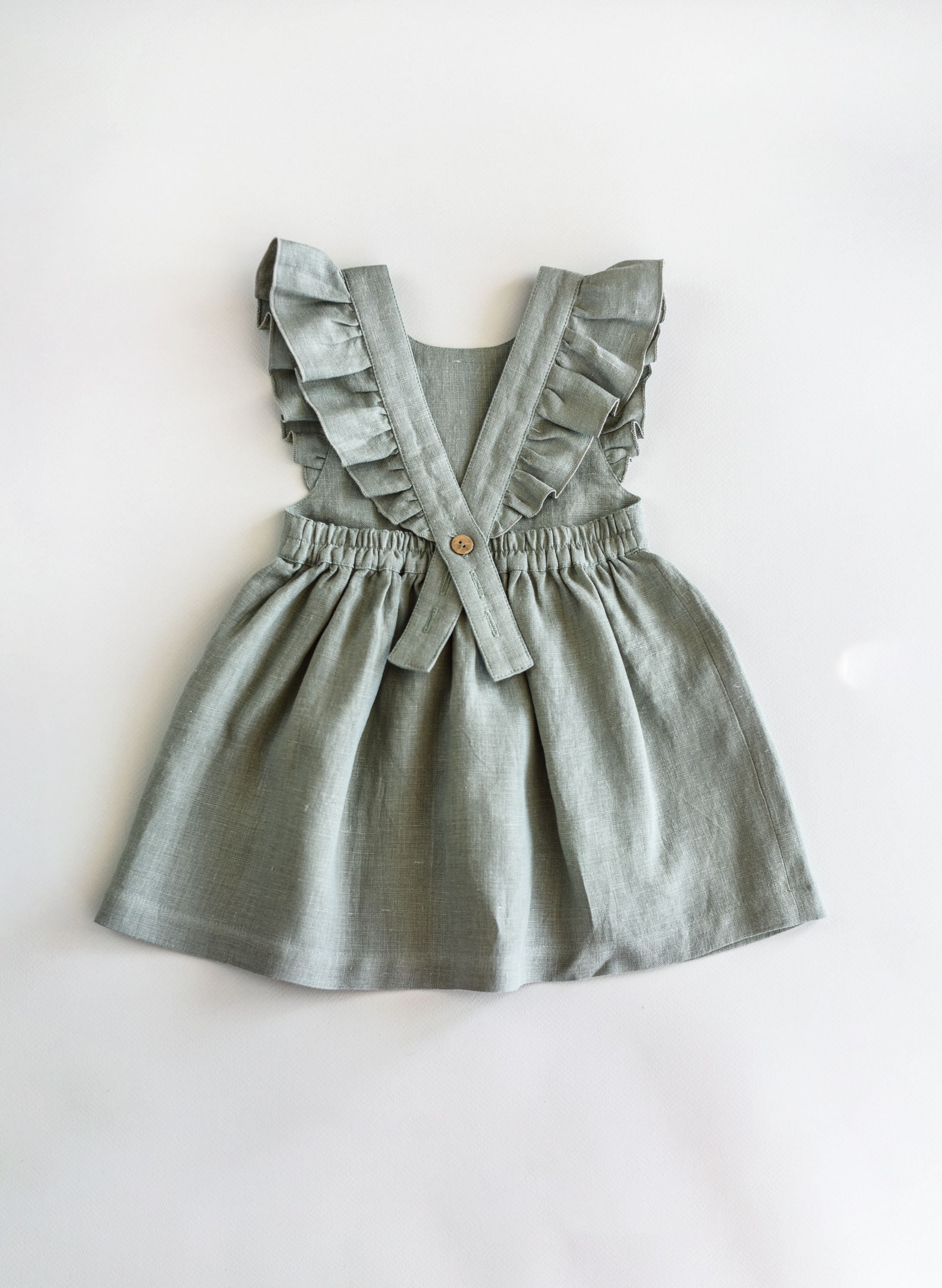 Linen Baby Dress, Toddler Ruffle Dress, Linen Pinafore, 1st Birthday ...