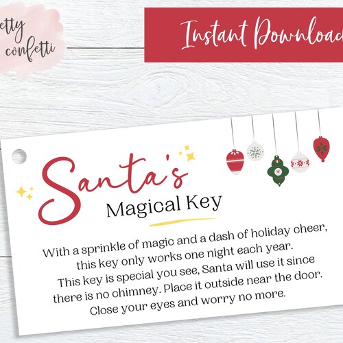 Printable Santa's Magic Key Tag Christmas Tradition - Etsy
