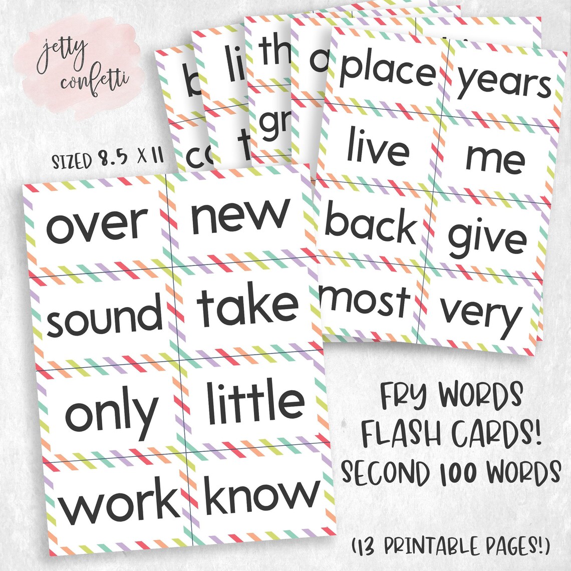 200 List Fry Sight Word Flash Cards Second 100 Words 13 Printable Pages ...