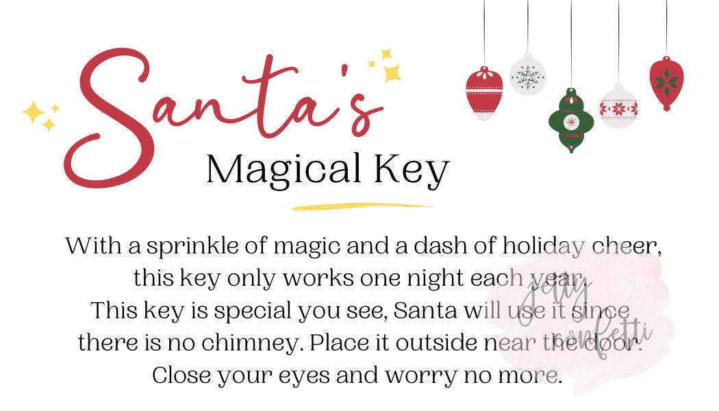 Printable Santa's Magic Key Tag, Christmas Tradition, Santa's Magical ...