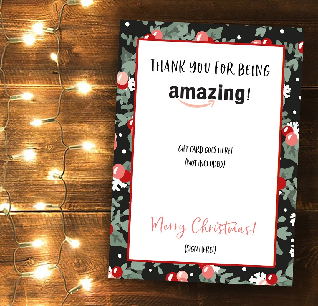 Printable Amazon Christmas Gift Card Holder Teacher Gift Thanks for ...