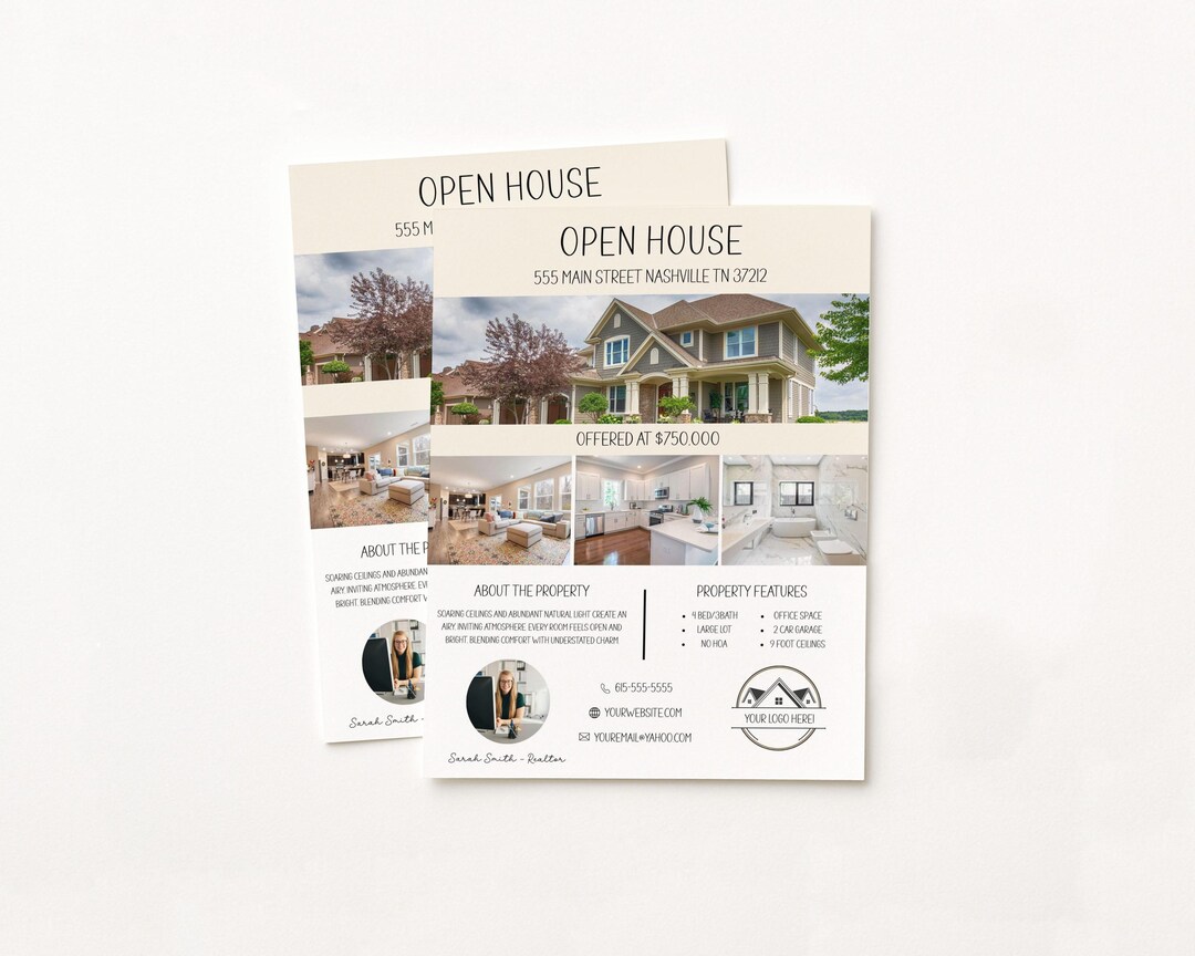 Editable Open House Flyer Template, Modern Real Estate Marketing (canva ...