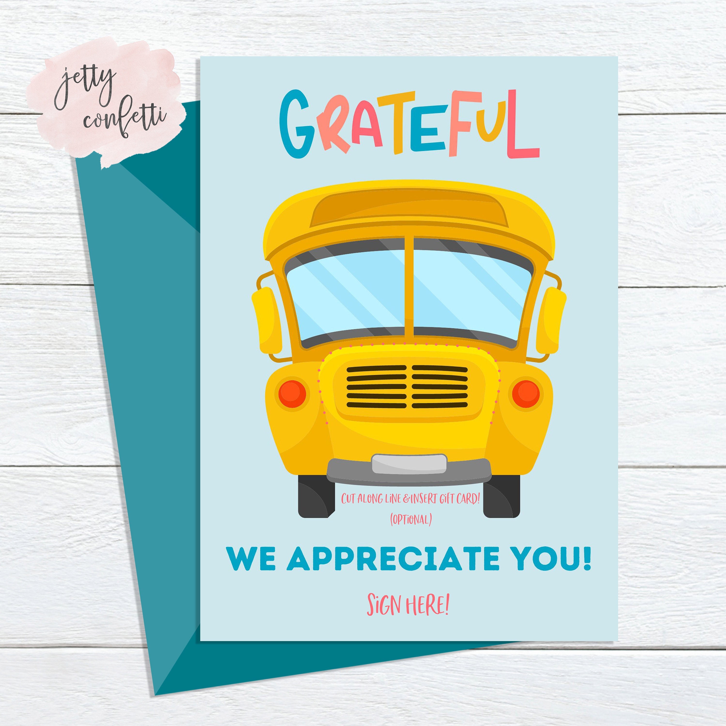 Printable Bus Driver Appreciation Gift Card Holder, We Appreciate You ...