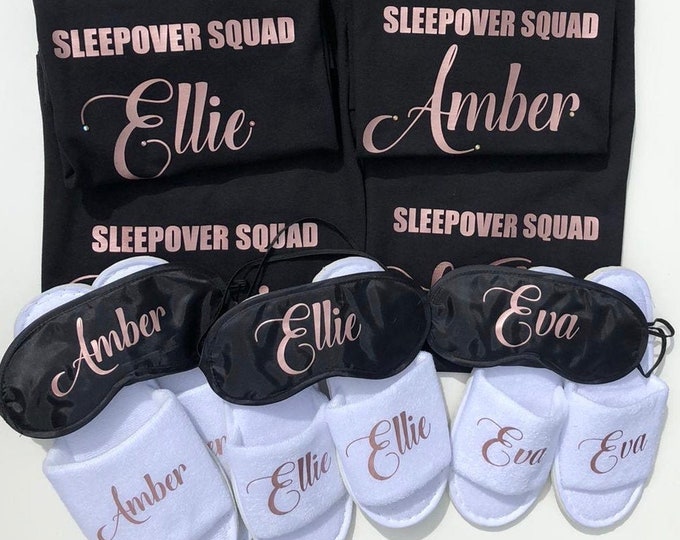 Slumber Squad Sleepover Birthday Pamper Party T Shirt Sleep Etsy Uk