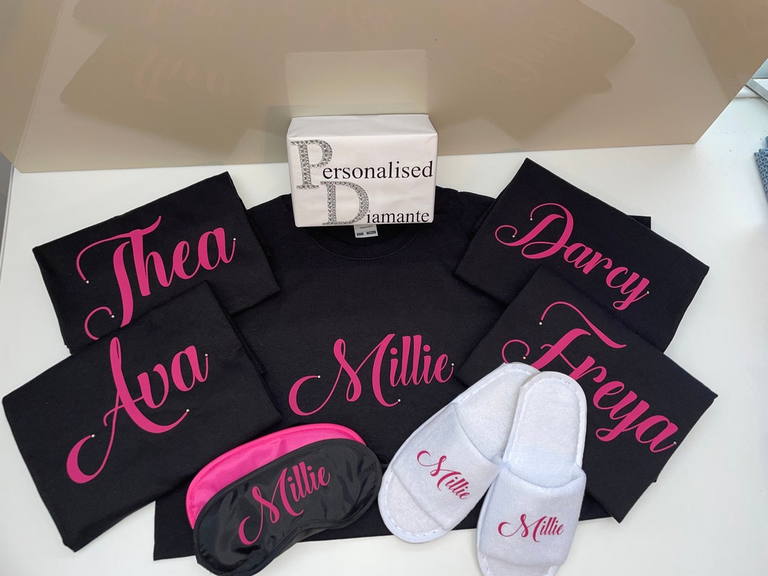 Personalised Sleepover Birthday Pamper Party T-shirt, Sleep Mask, Spa ...